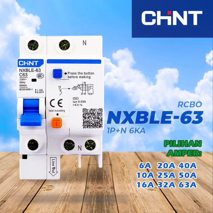 RCCB ELCB RCBO CHINT NXBLE-63 NXBLE63 1P+N 2P 6A 10A 16A 20A 25A 32A 40A 50A 63A (30mA) ELCB ...