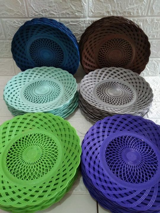 (Lusin/12ps) Piring Rotan Plastik Anyam | Lazada Indonesia