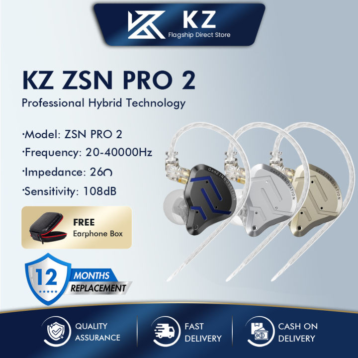 KZ ZSN PRO 2 in-Ear Monitor, 1BA+1DD Hybrid Driver HiFi Earphones IEM ...