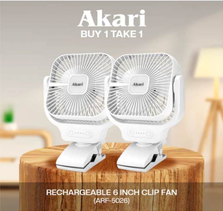 Akari B1T1 : 6" Rechargeable Clip Fan (ARF-5026) | Lazada PH