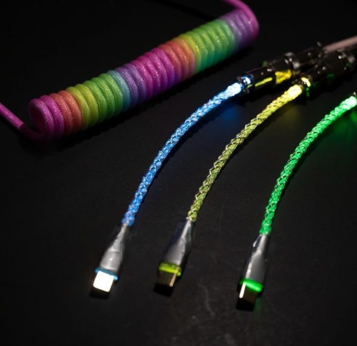 Gplanet Custom Coiled Cable RGB Series for Mechanical Keyboard Aviator Connector สายคีย์บอร์ดมี ...