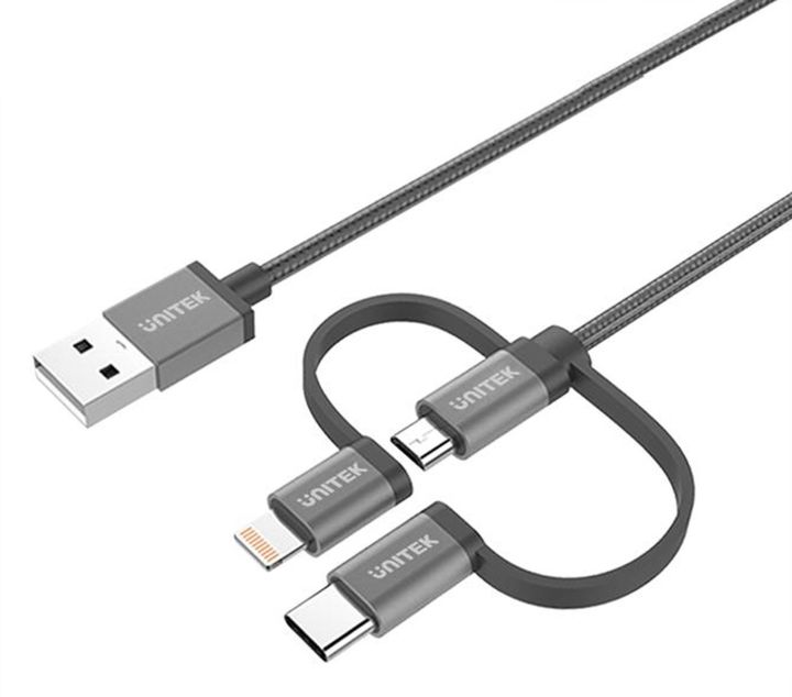 Unitek 3 in 1 Apple MFi certified USB Type A to Micro USB Data Charging ...