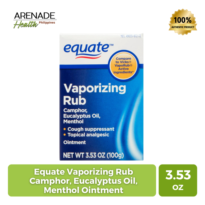 Equate Vaporizing Rub Camphor, Eucalyptus Oil, Menthol Ointment 3.53 Oz ...