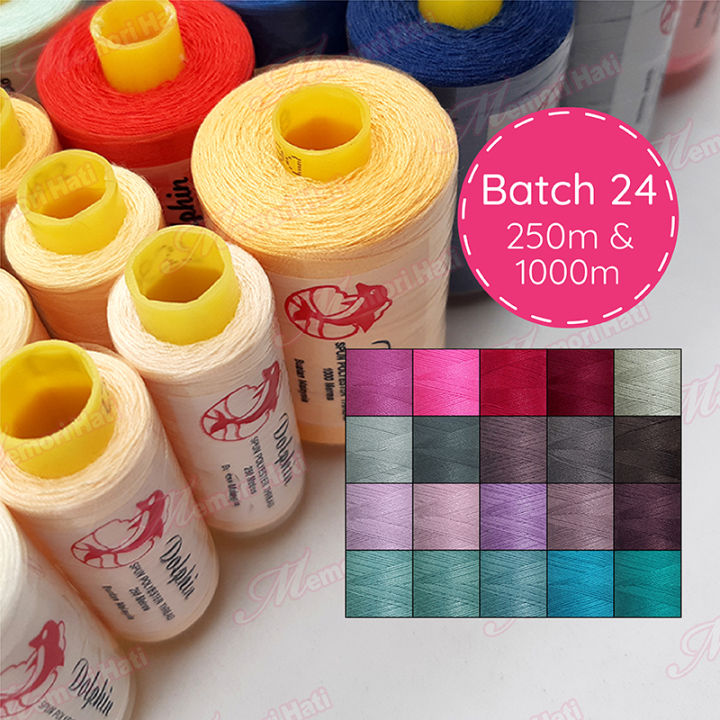 1pc 250m & 1000m Dolphin Sewing Threads / Benang Jahit Biasa / Batch 24 ...