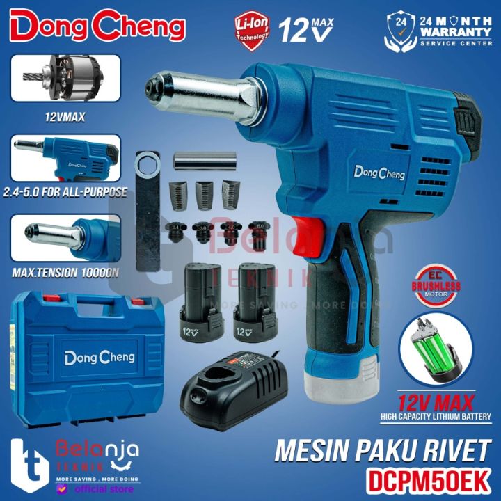 Dongcheng Mesin Paku Rivet Baterai DCPM50EK 12V Blind Riveting Gun Set ...