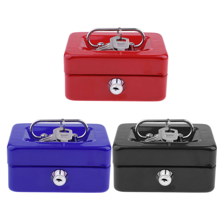 Practical Mini Petty Cash Money Box Stainless Steel Security Lock Lockable Safe Small safe ...