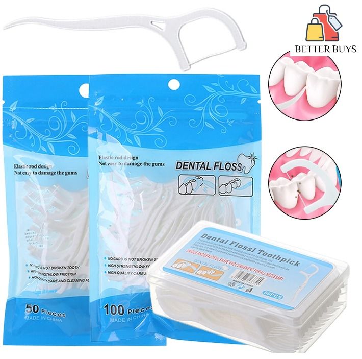 Better Buys 50pcs/100pcs Dental Floss Flosser Picks Toothpicks Teeth ...