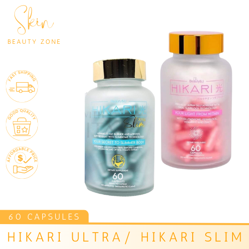 ORIGINAL HIKARI Ultra and HIKARI Slim Premium Glutathione (60 Capsules ...