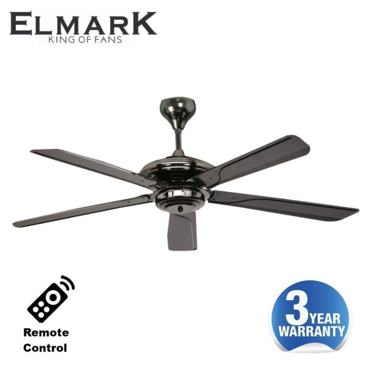 ELMARK Remote Ceiling Fan 5 Blades 921 GM ( Black ) | Lazada