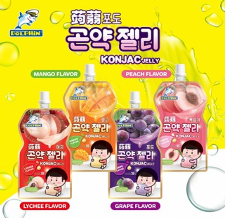 Captain Dolphin Konjac Jelly (130g) - Grape / Mango / Lychee / Peach | Lazada