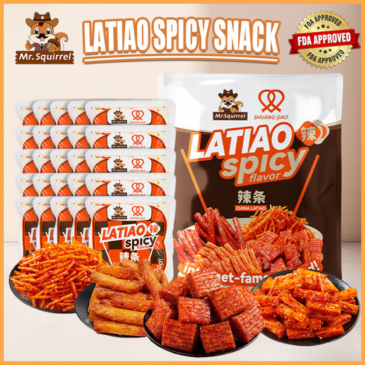 Mr.Squirrel Latiao 4 in 1 Spicy Stick Strips Healthy Snack Low Fat Mala ...
