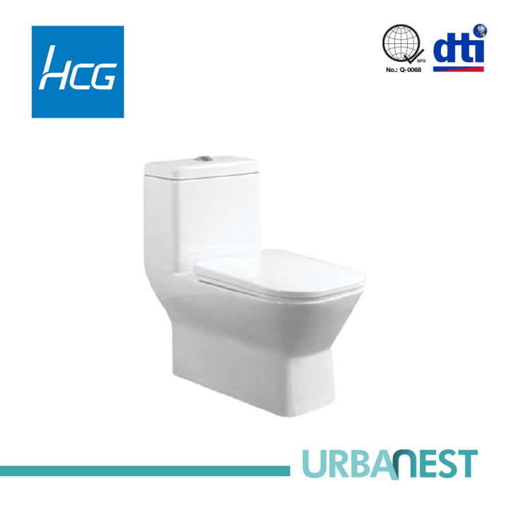 HCG New Jupiter C0783 One-piece Push Button Dual Flush Water Closet w ...