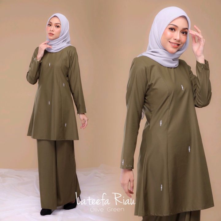 LATEEFA RIAU KURUNG OLIVE GREEN | Lazada