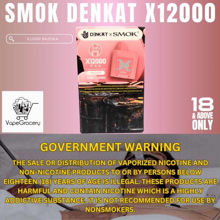 X12000 SMOK DENKAT DISPOSABLE (BATTERY SOLD SEPARATELY) | Lazada PH