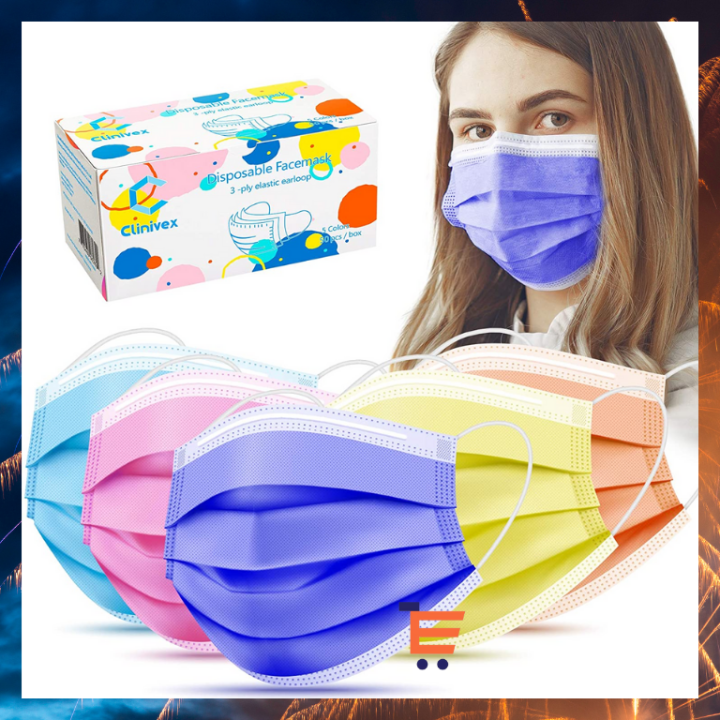 E-STORE 50pcs Colored Face Mask 3ply Disposable | Lazada PH