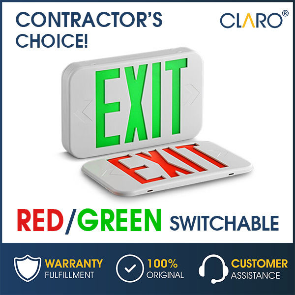 CLARO "AMBI" EXIT SIGN RED/GREEN SWITCHABLE EMERGENCY EXIT SIGN LED ...