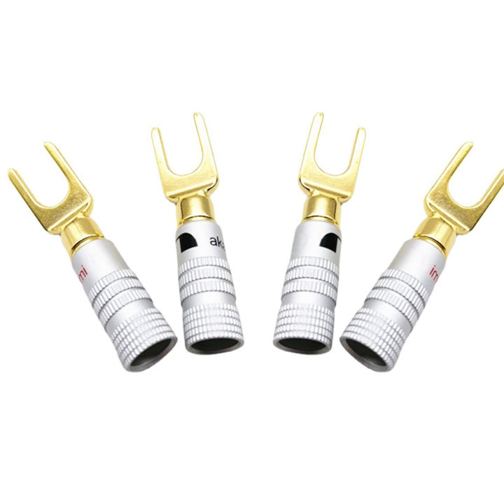 4PCS Gold Plated Y Shape Banana Plug Audio Speaker Plugs Speaker Cable ...