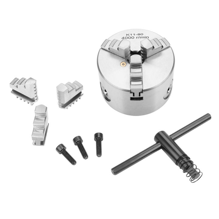 3inch SANOU K11-80 3-Jaw Self-Centering Lathe Chuck 80mm Diameter ...