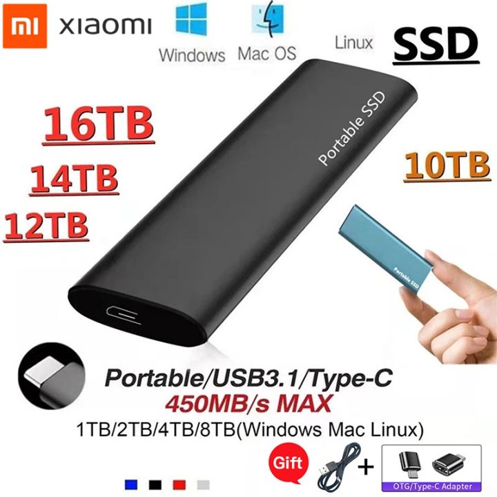 Xiaomi Original 16TB SSD Hard Drive Portable 4TB/8TB/1TB External Solid ...