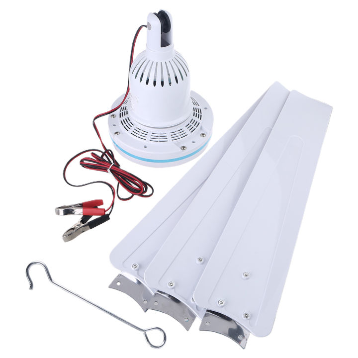 12V พัดลมติดเพดานแบบพกพา27.5 ”ถึง47.2” Kipas Angin Gantung เงียบ12V ...