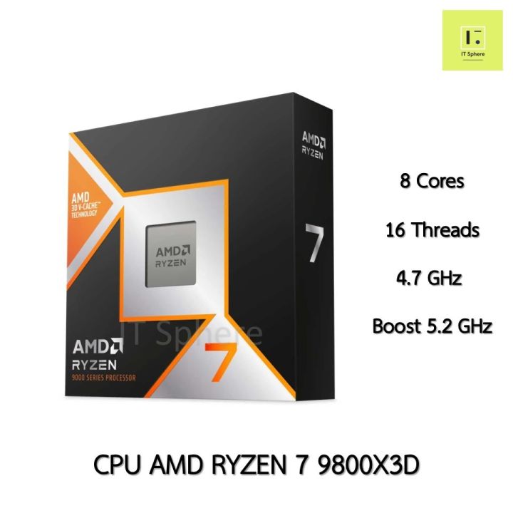 CPU AMD R7 9800x3d AM5 Ryzen 7 Ryzen7 ซีพียู เอเอ็มดี R 7 9000 series ...