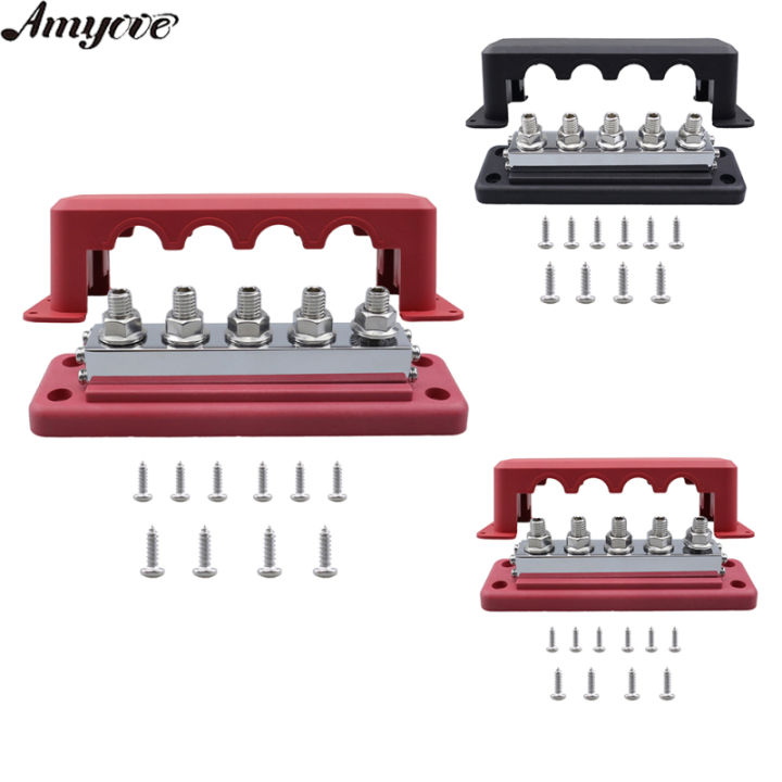 600A Bus Bar Battery Power Distribution Block M10 5-Post Busbar 12V Universal For Boat ...