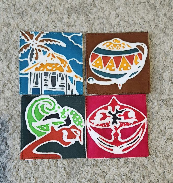 (Ready Stock) BA0051 Batik Coaster 4 In 1 Set Handmade In Malaysia ...