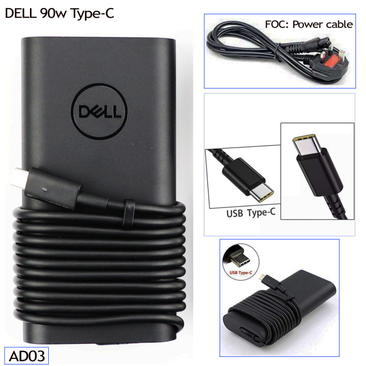 Original Dell 90w USB-C Type-C Adapter 20v 12v 9V 5v 4.5A 3A 3A 3A 90watt Charger LA90PM170 for ...