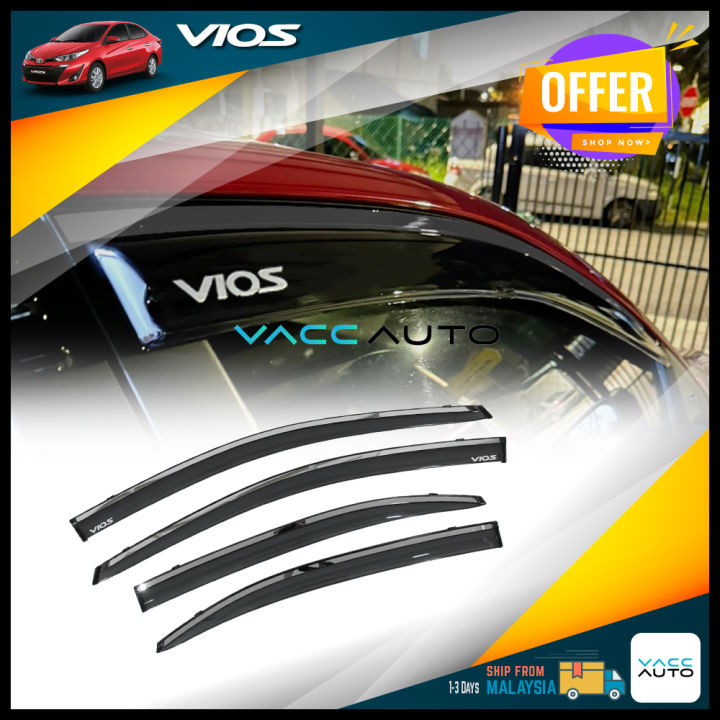 Toyota Vios NSP151 Door Visor With Steel Chrome Lining Window Shield ...