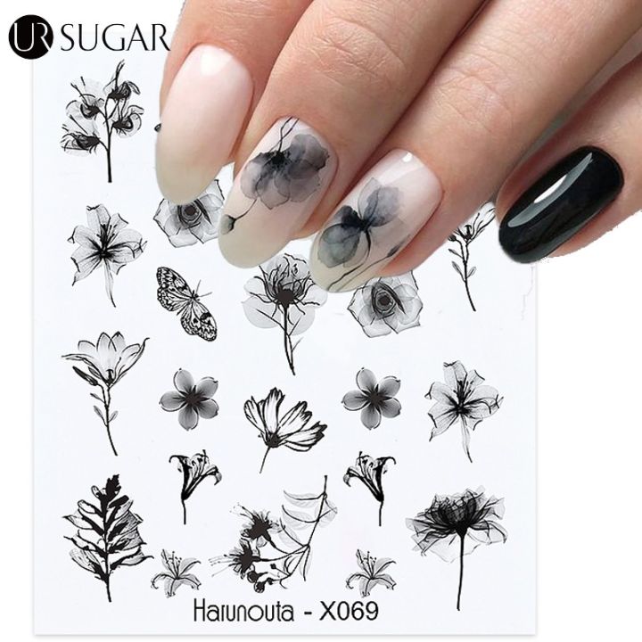 UR SUGAR Harunouta Spring Summer Simple Flower Leaf Tree Water Decals ...