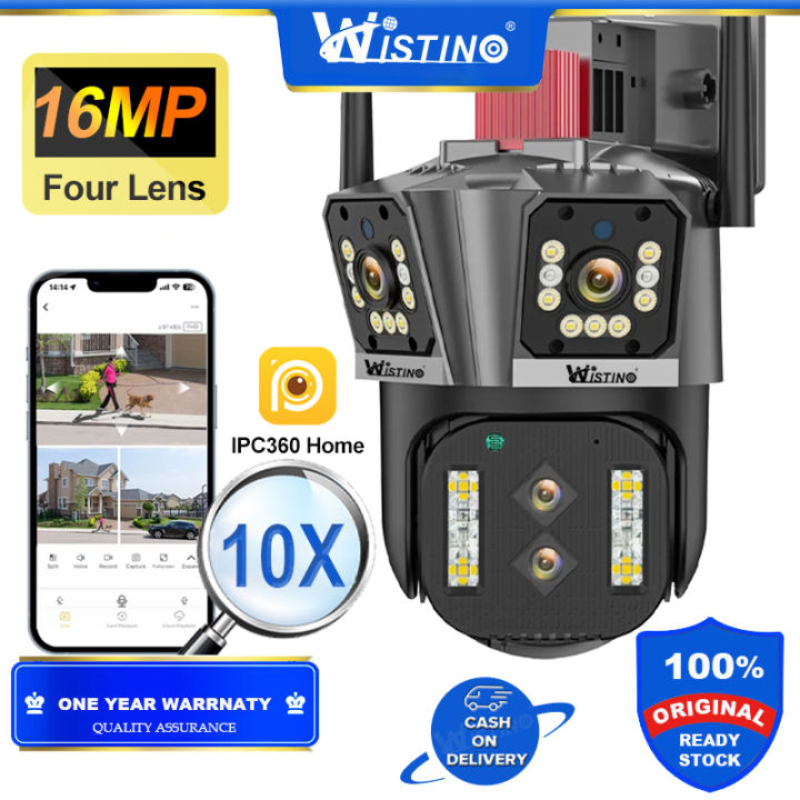 Wistino Four Lens Camera 10X Zoom Ultra 16MP 8K WIFI PTZ IP Camera Surveillance Security AI Auto ...