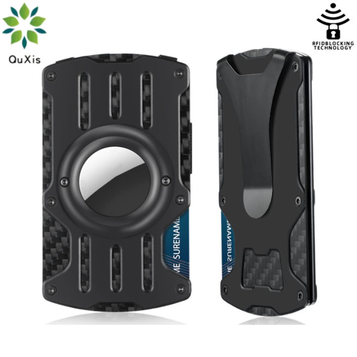 Carbon Fiber & Stainless-Steel Wallet Airtag, Money Clip, RFID Blocking ...