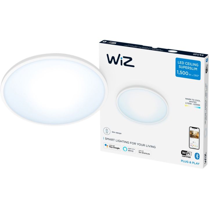 PHILIPS WiZ LED Super Slim Ceiling Light Smart Tunable Warm to Cool White 16W (2700K to 6500K ...