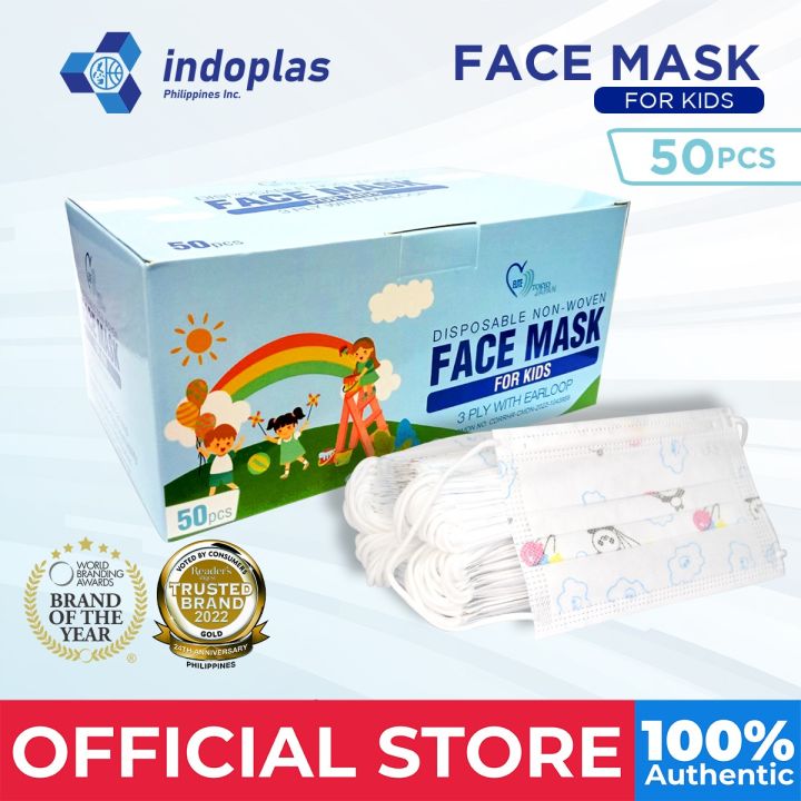 Indoplas Face Mask for Kids - Box of 50 | Lazada PH