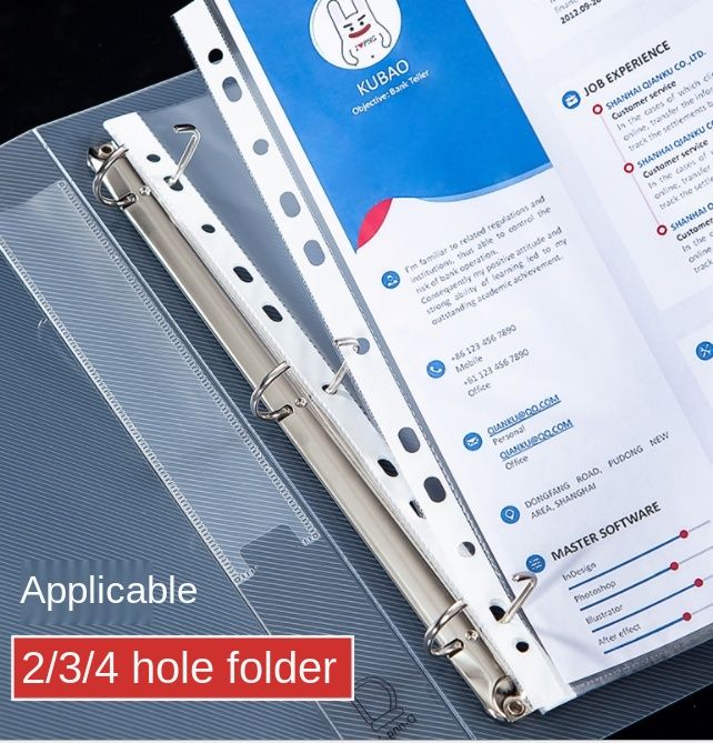 Plastic A4 Size Pp Transparent Waterproof Document Holder 11hole Clear ...