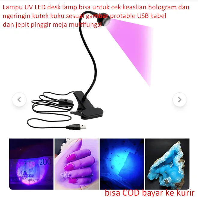 Lampu UV LED desk lamp bisa untuk cek keaslian hologram dan ngeringin ...