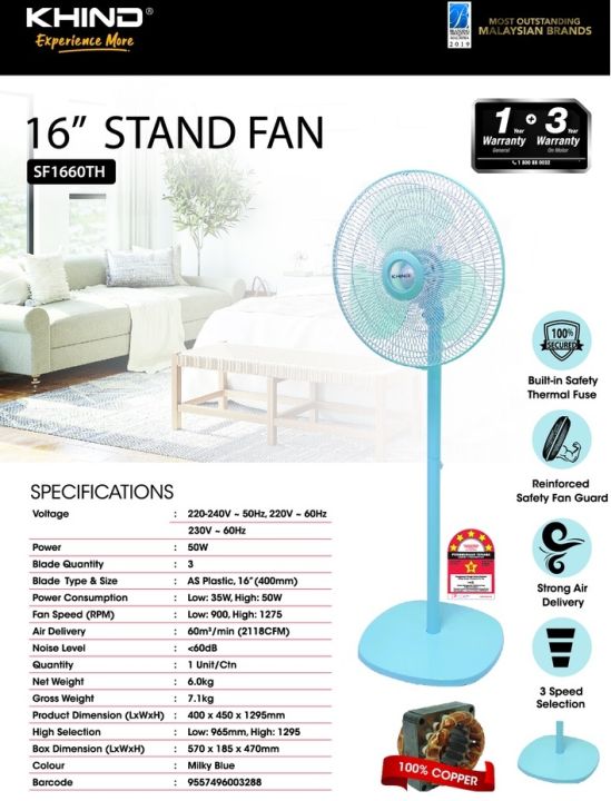 KHIND / MISTRAL STAND FAN 16" KIPAS BERDIRI Khind SF1682 | Lazada