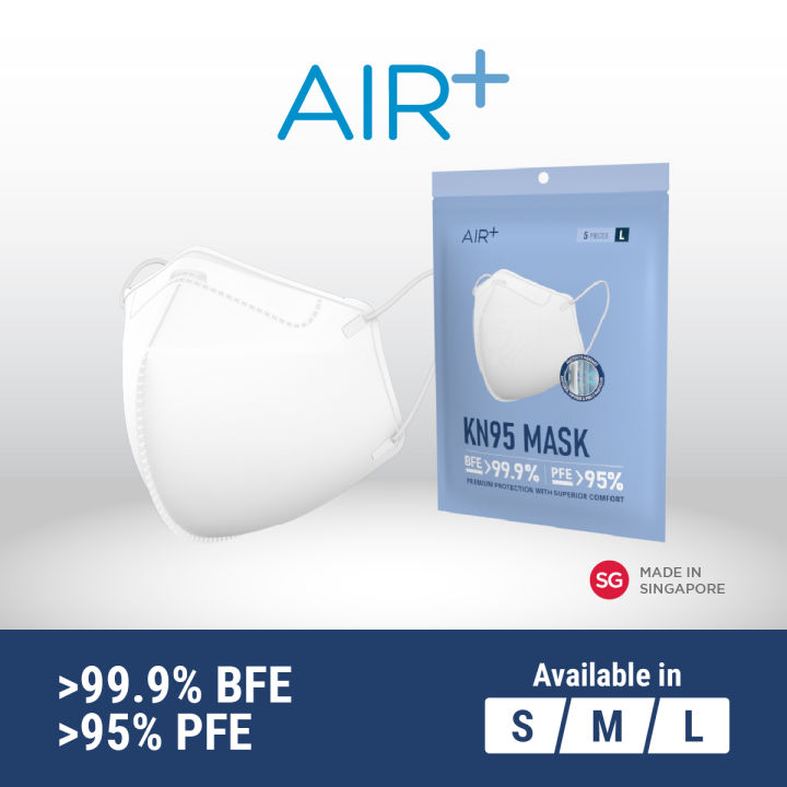 AIR⁺ KN95 Mask | SML Sizes | 5PC | BFE >99.9% | PFE>95% | PM2.5 | Made ...