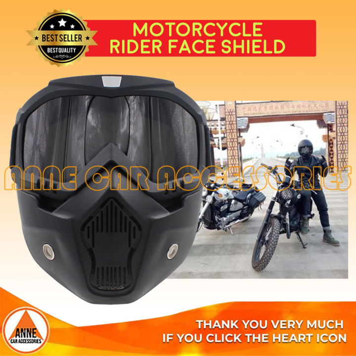 Motorcycle Face Shield Mask Detachable Goggles and Mouth Filter for ...
