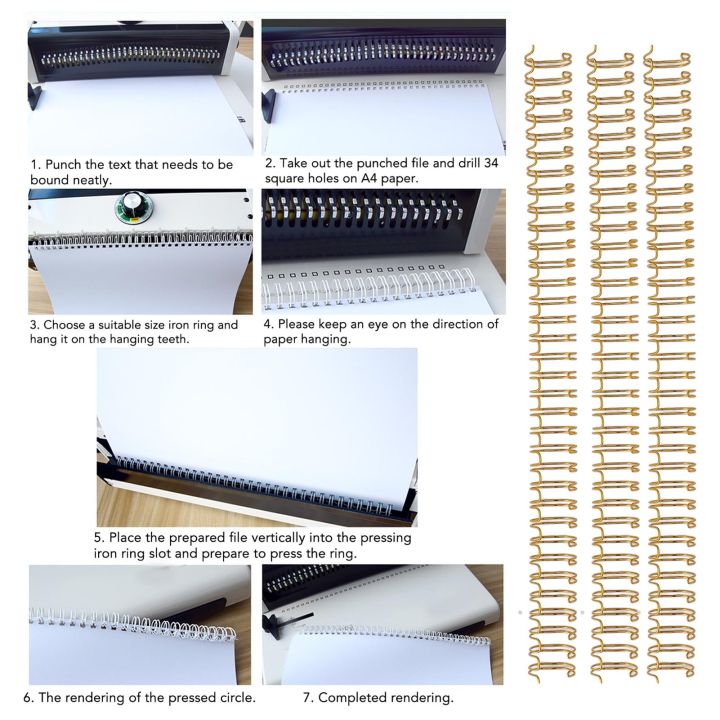 100PCS Spiral Binding Coils 34 Loops 3:1 Pitch A4 Paper Double Wire ...