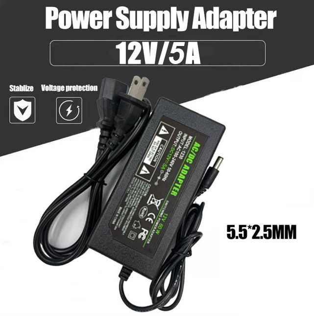 DC 12V 5A Switching Power Adapter AC/DC Adapter1250 /Inupt: AC100-240V ...