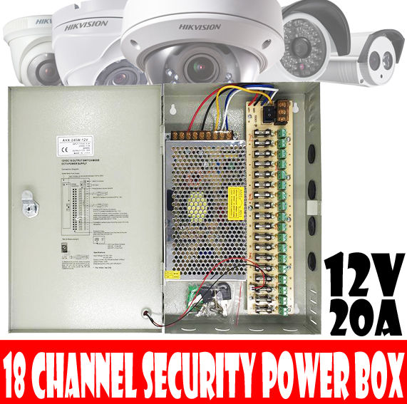 12V 20A 18 Channel Security Power Box Centralized CCTV Power Supply Box ...