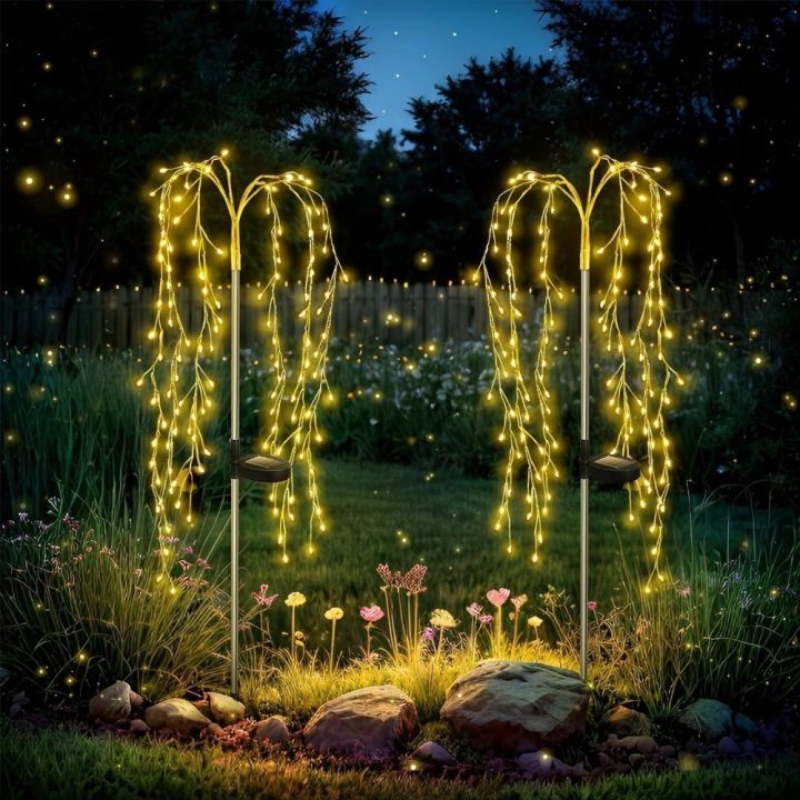 RUIN 8 Lighting Modes Willow Tree Lamp 120LED Solar Powered Solar ...