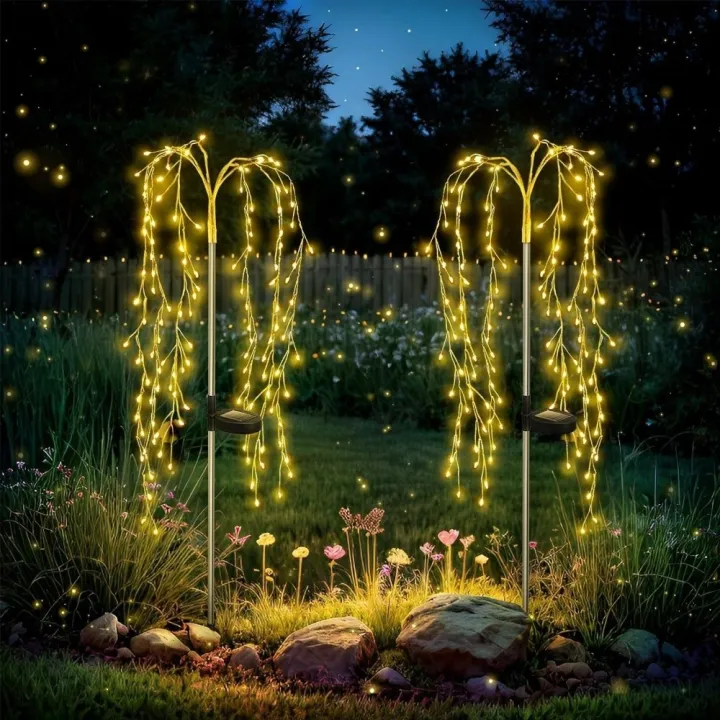 RUIN 8 Lighting Modes Willow Tree Lamp 120LED Solar Powered Solar ...