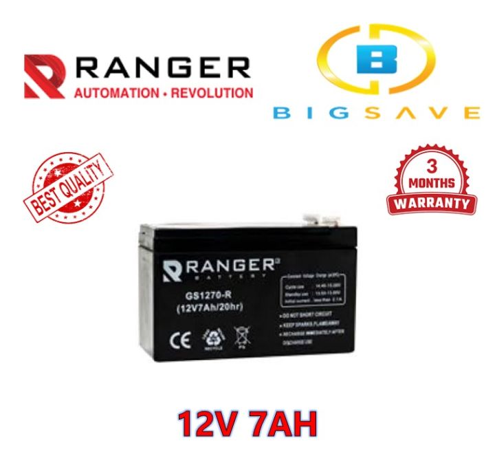 RANGER 1270 12V 7AH RECHARGEABLE ALARM / AUTOGATE BATTERY | Lazada