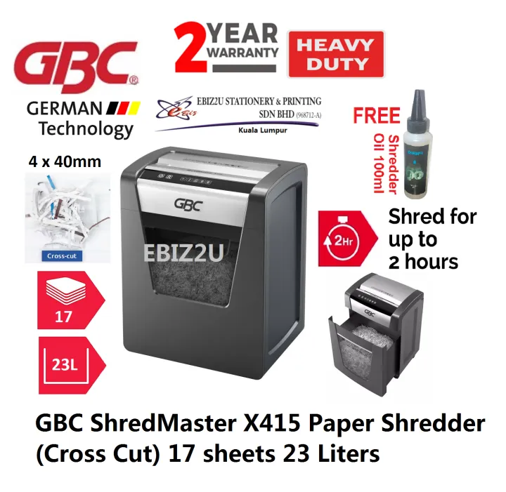 GBC ShredMaster X415 Paper Shredder (Cross Cut) 17 sheets 23 Liters 2 ...