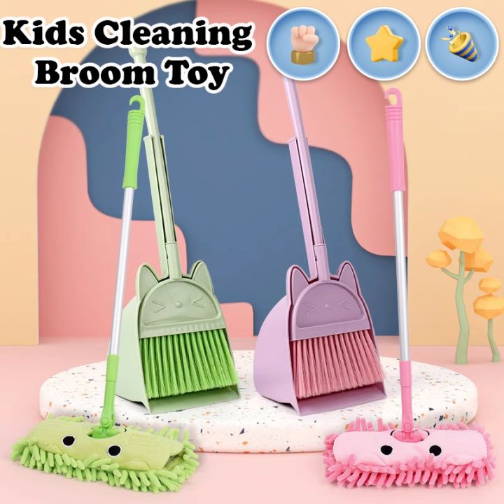 Kids Cleaning Broom Toy Mini Children Mop Broom Dustpan Set ...