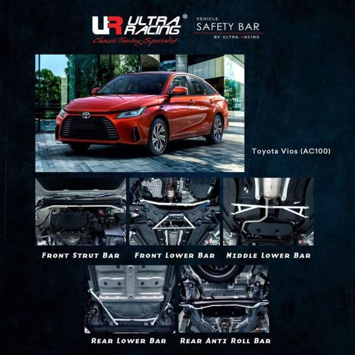 100% Original Ultra Racing Toyota Vios 2023 AC100 Safety Bar | Lazada