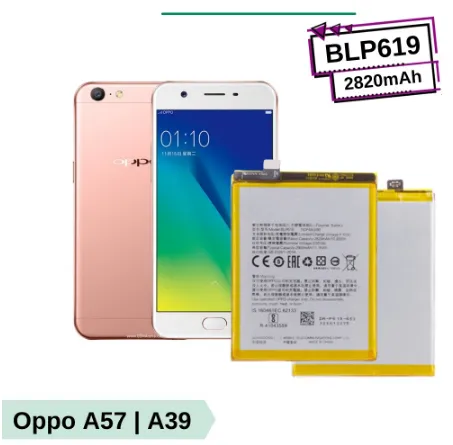 Oppo A57 | A39 Battery | Model: BLP619 (2820mAh) High Quality | Lazada PH
