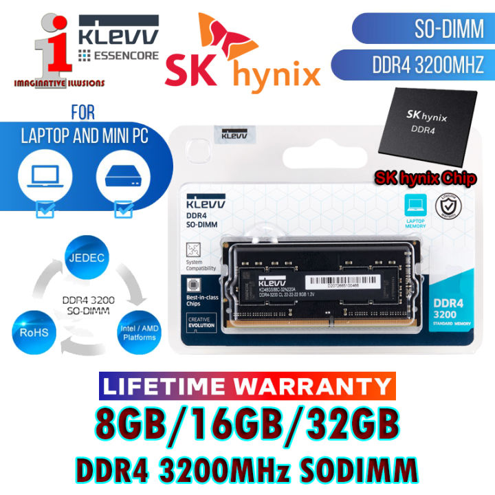 SK Hynix (KLEVV) 8GB / 16GB / 32GB DDR4 3200 MHz 1.2V 260-Pin (SK Hynix ...